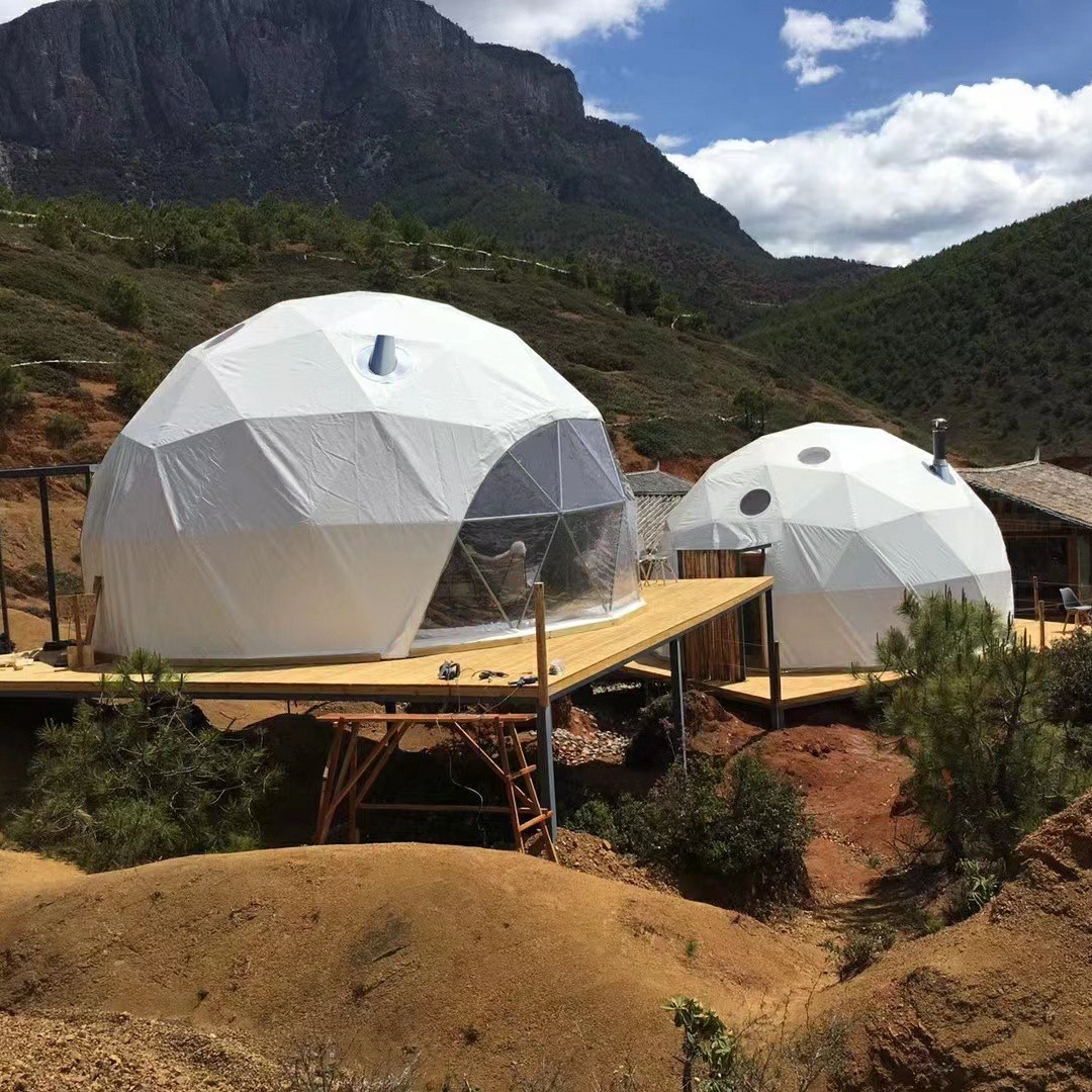 Multifunctional ป๊อป อัพ Geodesic Dome เต็นท์ Geodesic Dome ป้าย กันอากาศ